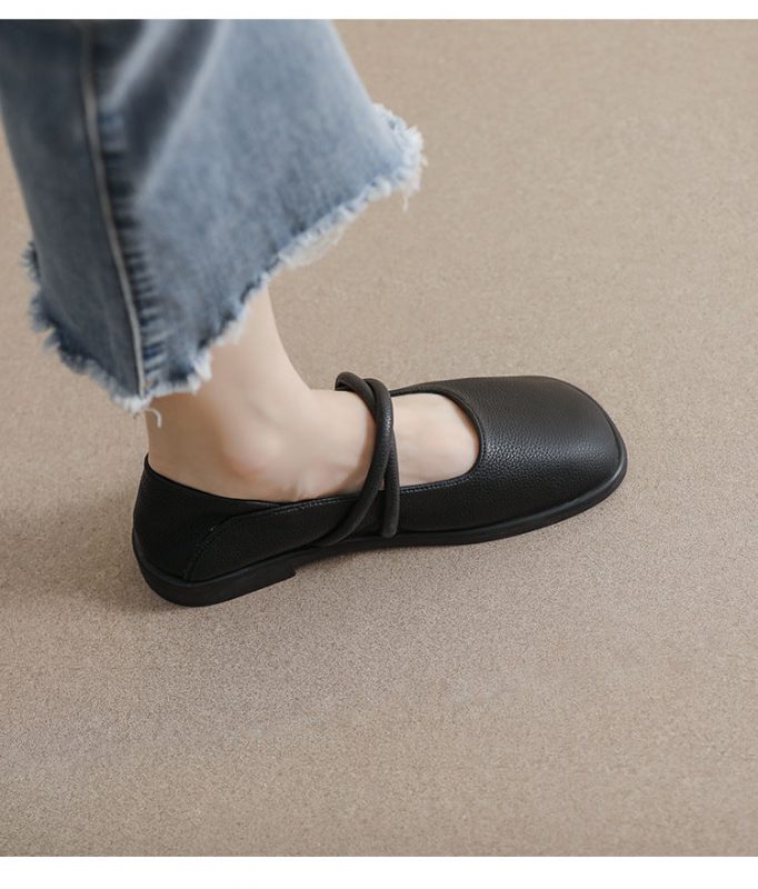 New Women's Square Toe Soft Sole Shoe - Shallow Mouth Flat Large Size ...