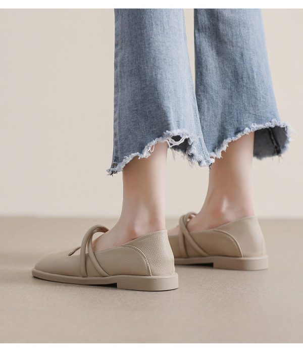 New Women's Square Toe Soft Sole Shoe - Shallow Mouth Flat Large Size ...