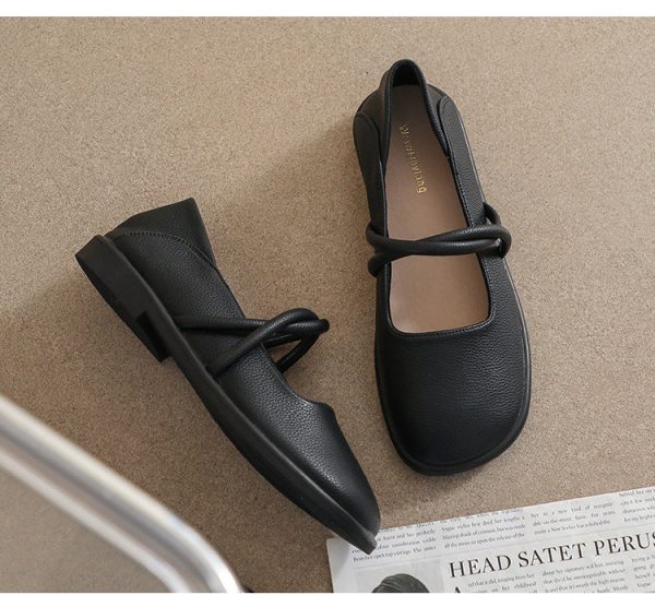 New Women's Square Toe Soft Sole Shoe - Shallow Mouth Flat Large Size ...