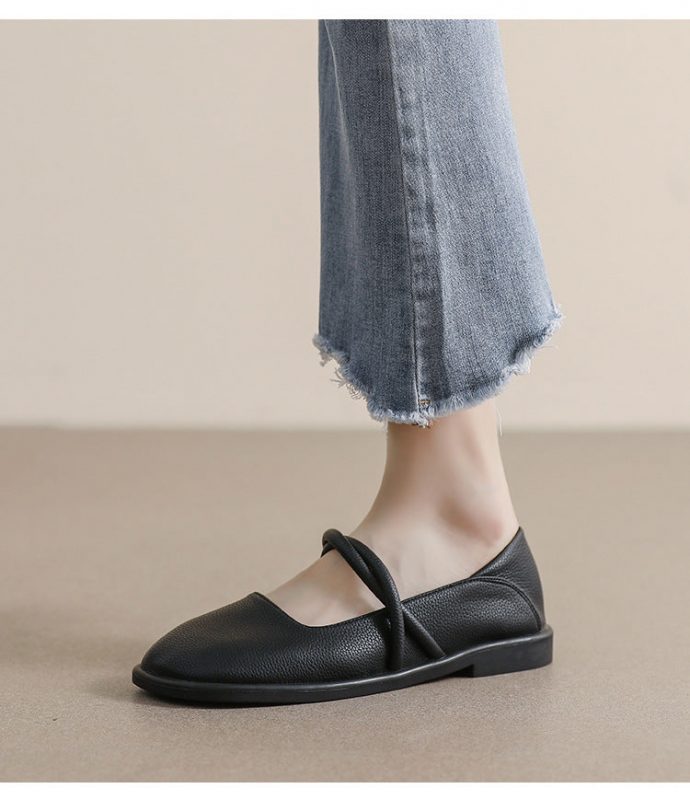 New Women's Square Toe Soft Sole Shoe - Shallow Mouth Flat Large Size ...