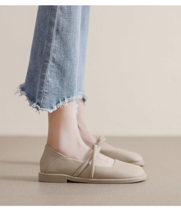New Women's Square Toe Soft Sole Shoe - Shallow Mouth Flat Large Size ...
