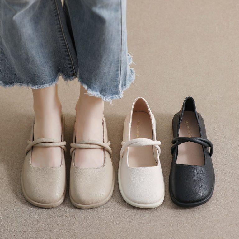 New Women's Square Toe Soft Sole Shoe - Shallow Mouth Flat Large Size ...