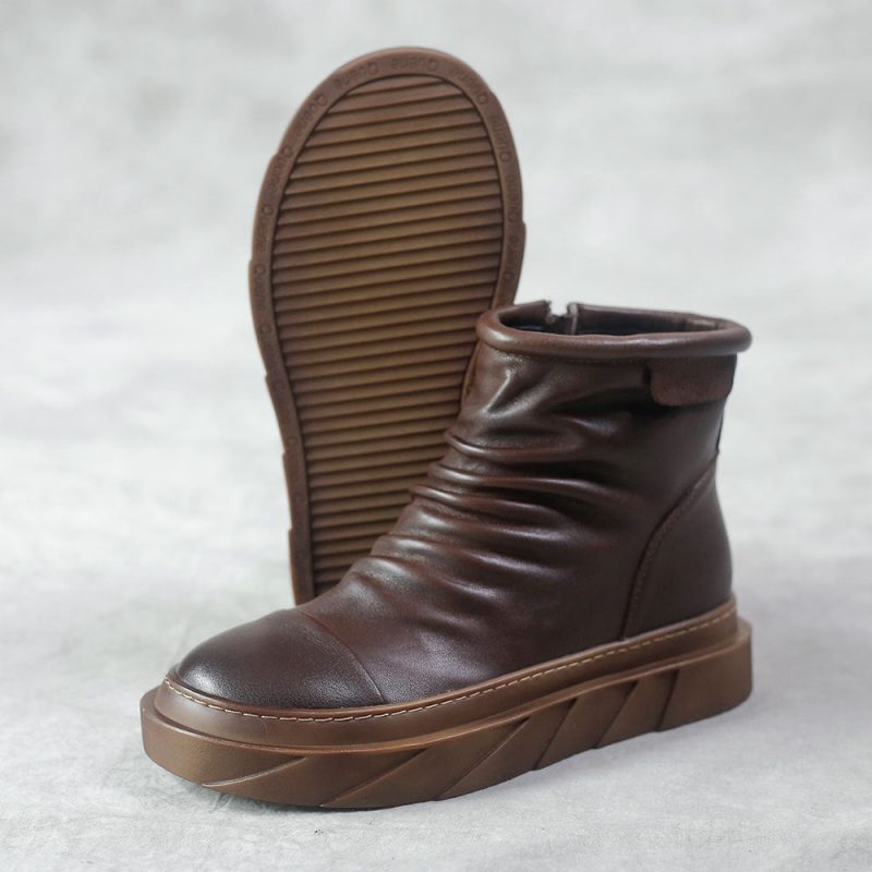 Women's Leather Martin Boots Cowhide Ankle Shoe Soft Leather Soft Sole ...