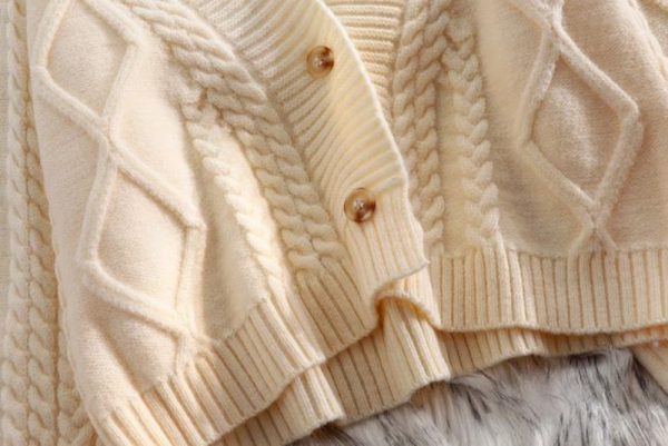 Women Short High Waist Sweater Single-breasted Knit Cardigan Top - Hplify